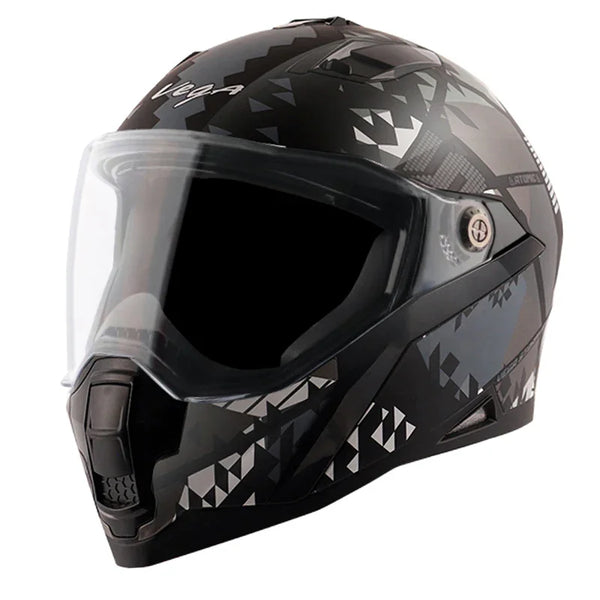 Vega Storm Atomic Black Silver Helmet | Shop Helmets at BIKERSTORE.IN ...